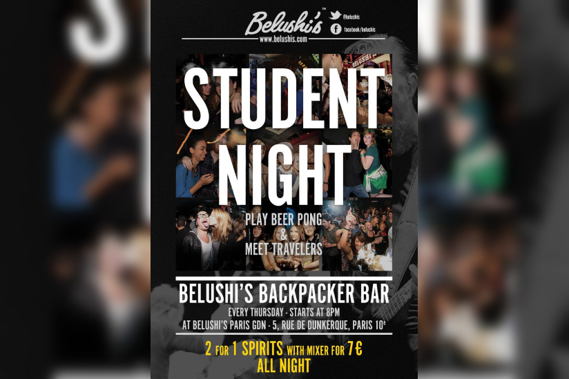 Student Night Belushi's - Sortiraparis.com