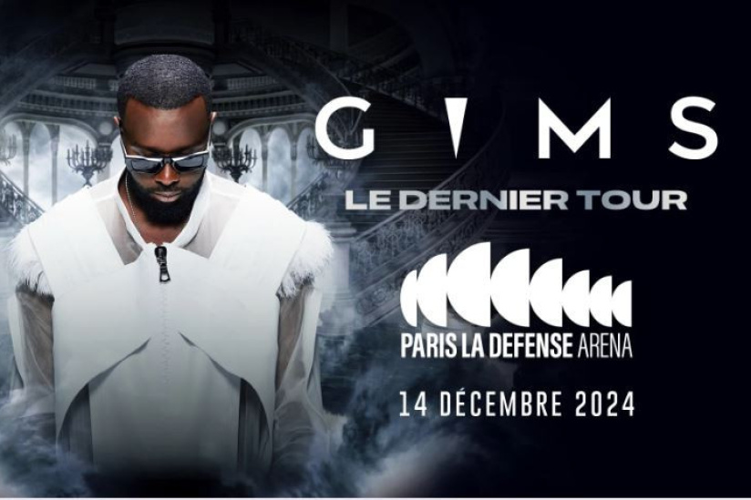 Gims koncertā Parīzes La Défense arēnā 2024. gada decembrī ...