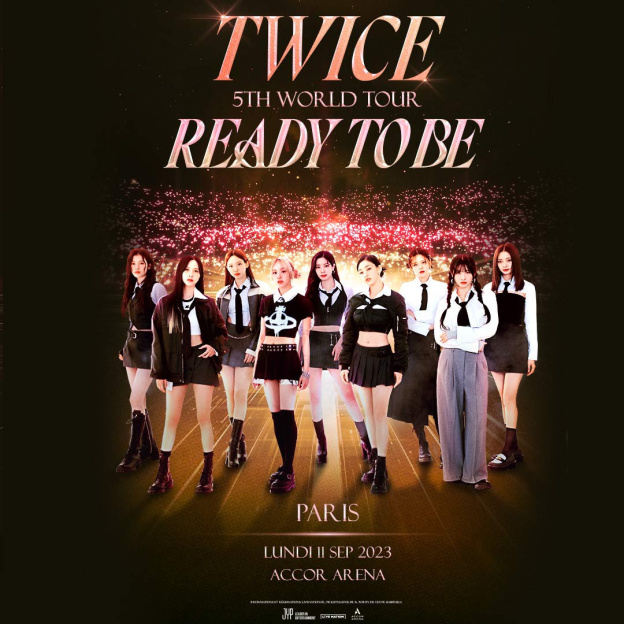 TWICE, the female K-pop group, in concert at the Accor Arena in Paris ...